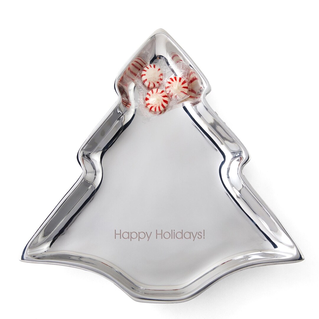 Engraved Nambé Large Christmas Tree Dish - 11", Gifts for Him, Santa ...
