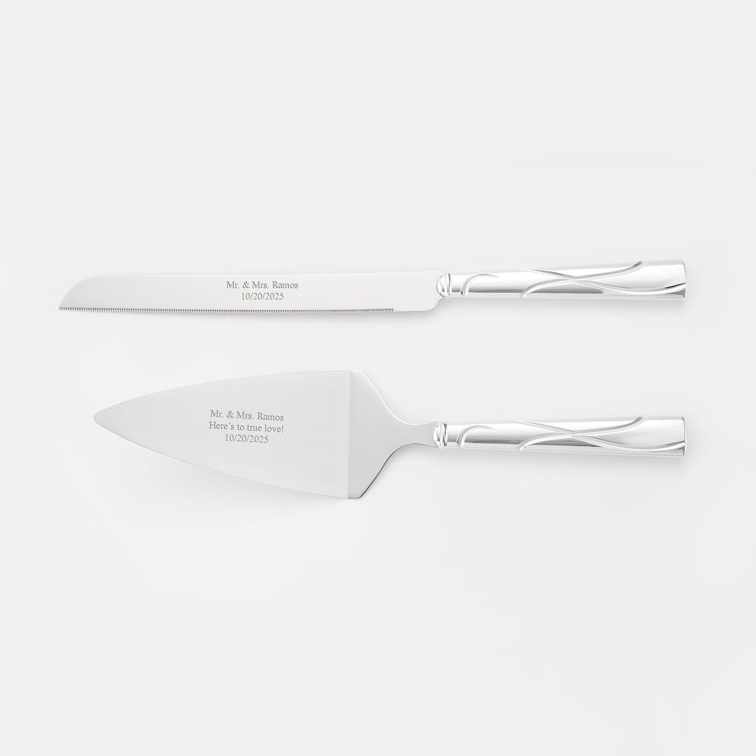 Engraved Lenox Adorn Cake Server Set, Personalized Wedding Day ...