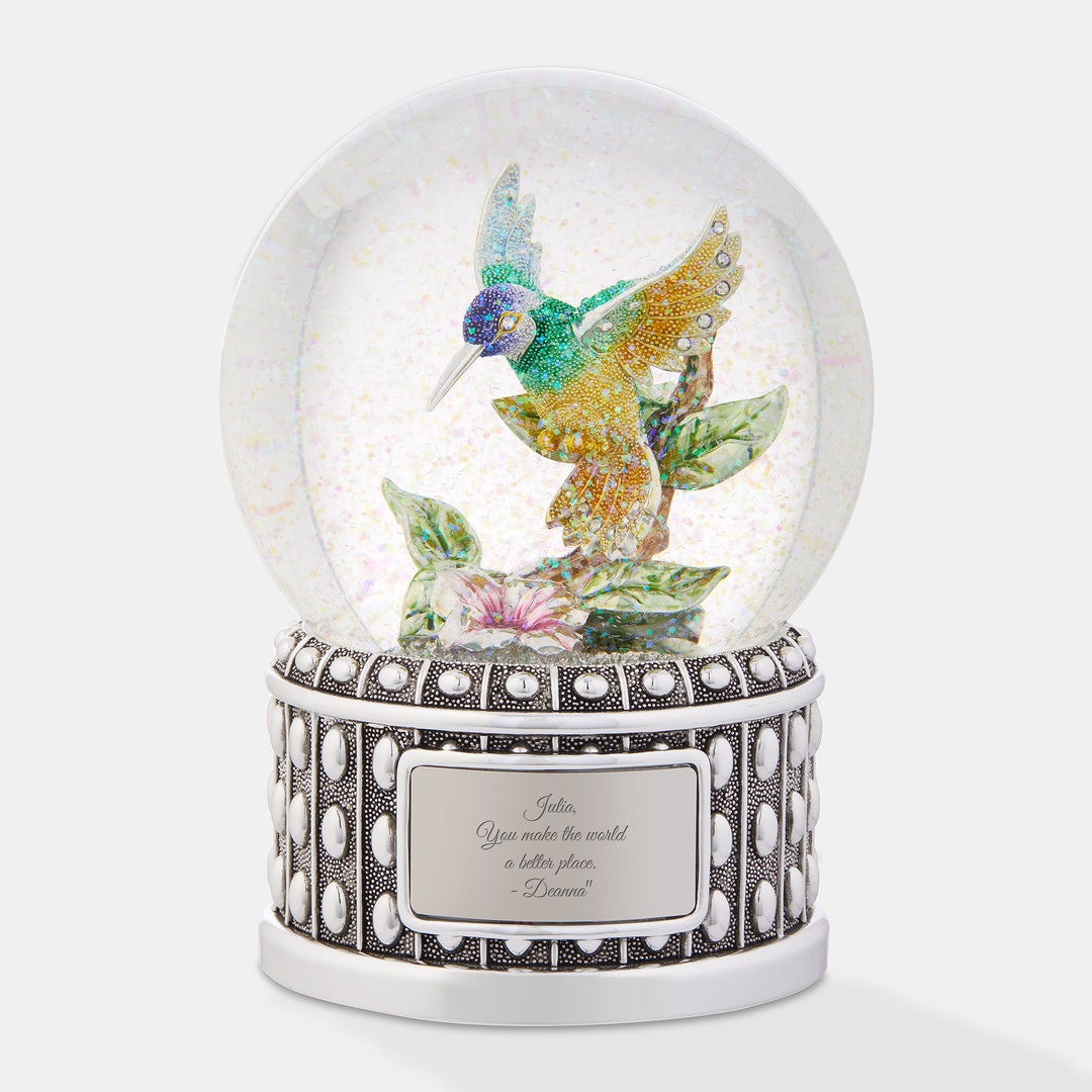 Engraved Jeweled Hummingbird Snow Globe, Personalized Snow Globe ...