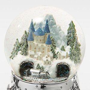 Engraved Winter Castle With Train Snow Globe, Fancy Snow Globe, Classic ...