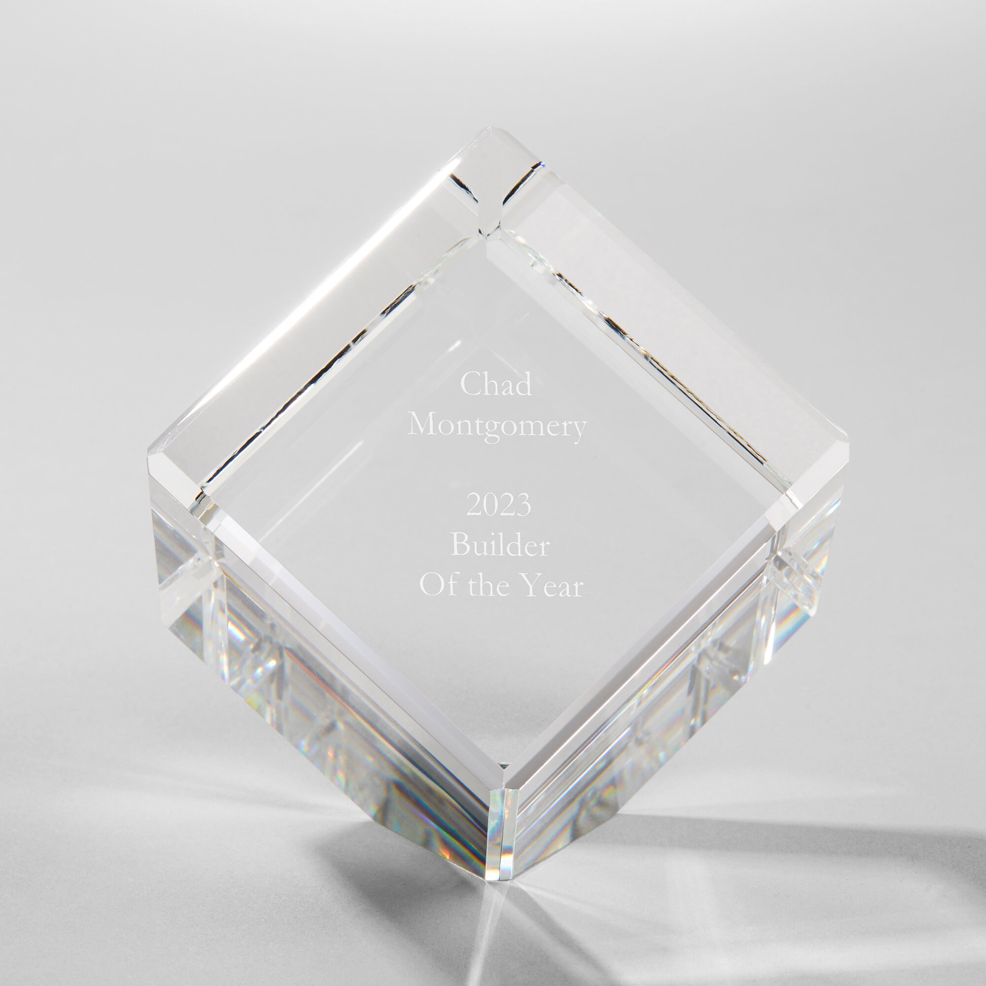 Engraved Recognition Crystal Cube Paperweight, Personalized Keepsake ...