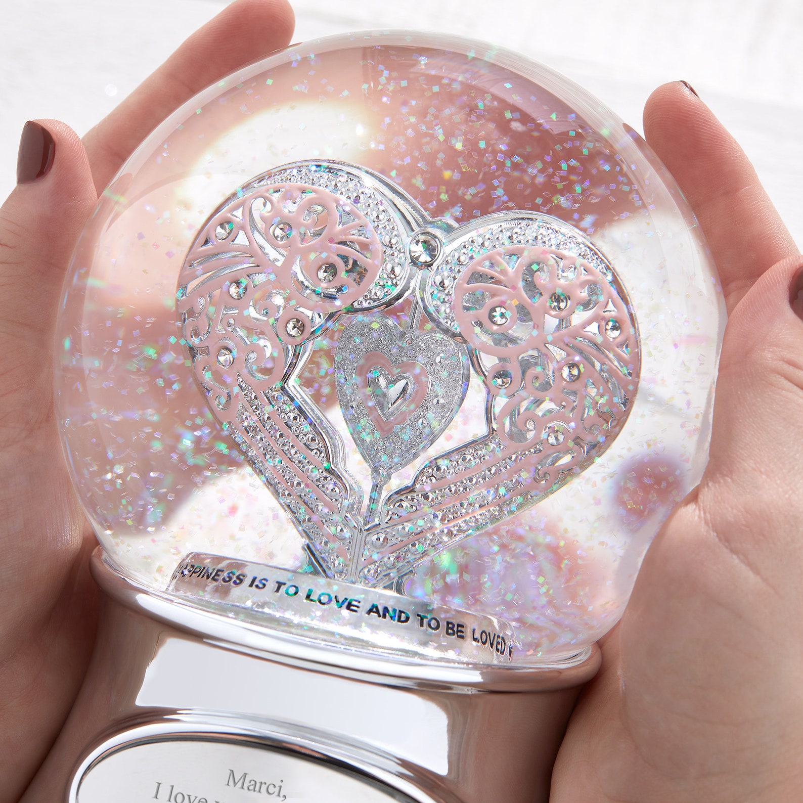 Engraved Say It With Love Heart Snow Globe, Personalized Snow Globe ...