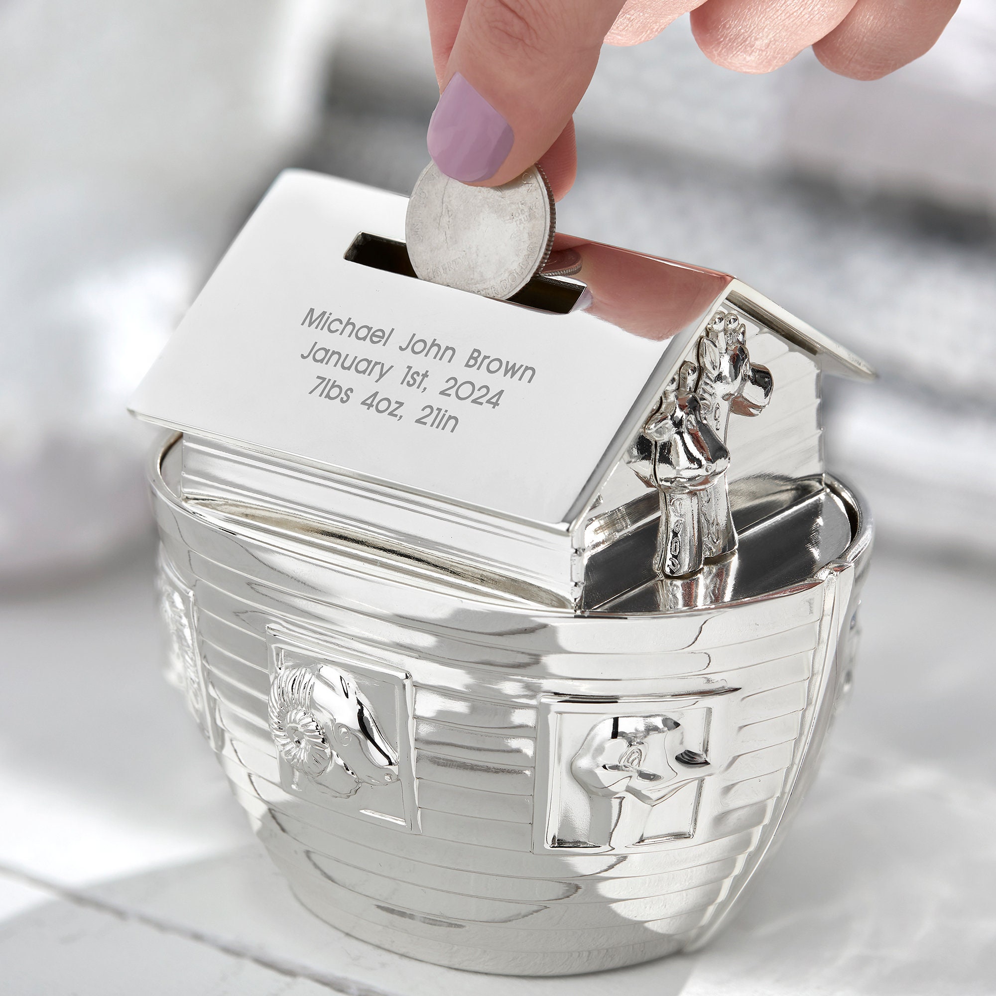 Engraved Religious Noah's Ark Bank, Baby Gifts, Gifts for Baby, Baby ...