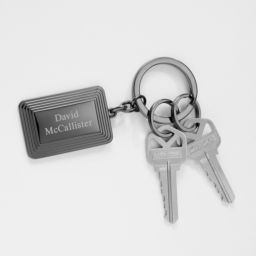 Engraved Gunmetal Stepped Edge Keychain, Gifts for Girlfriend, Gifts ...