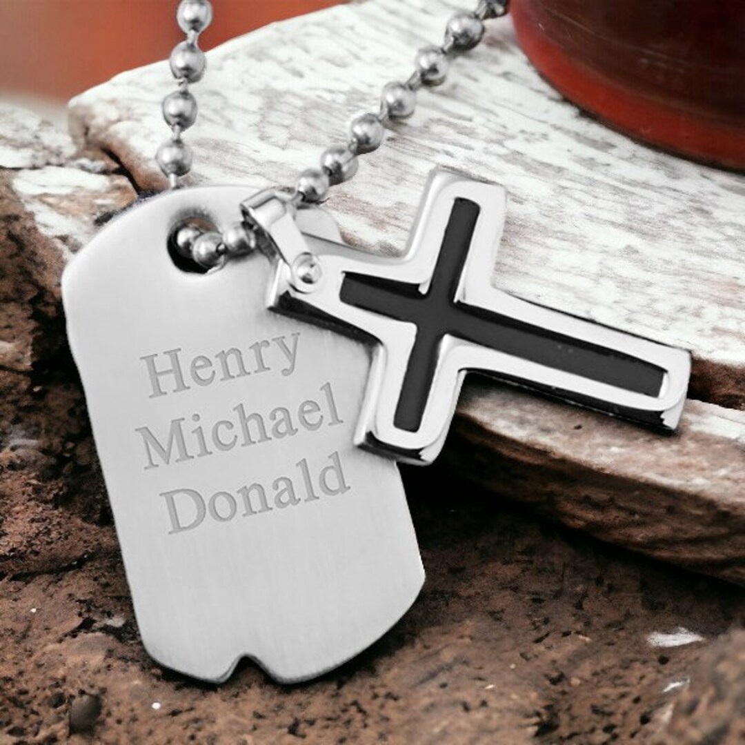 Kid's Engraved Communion and Confirmation Cross Dog Tag Necklace ...