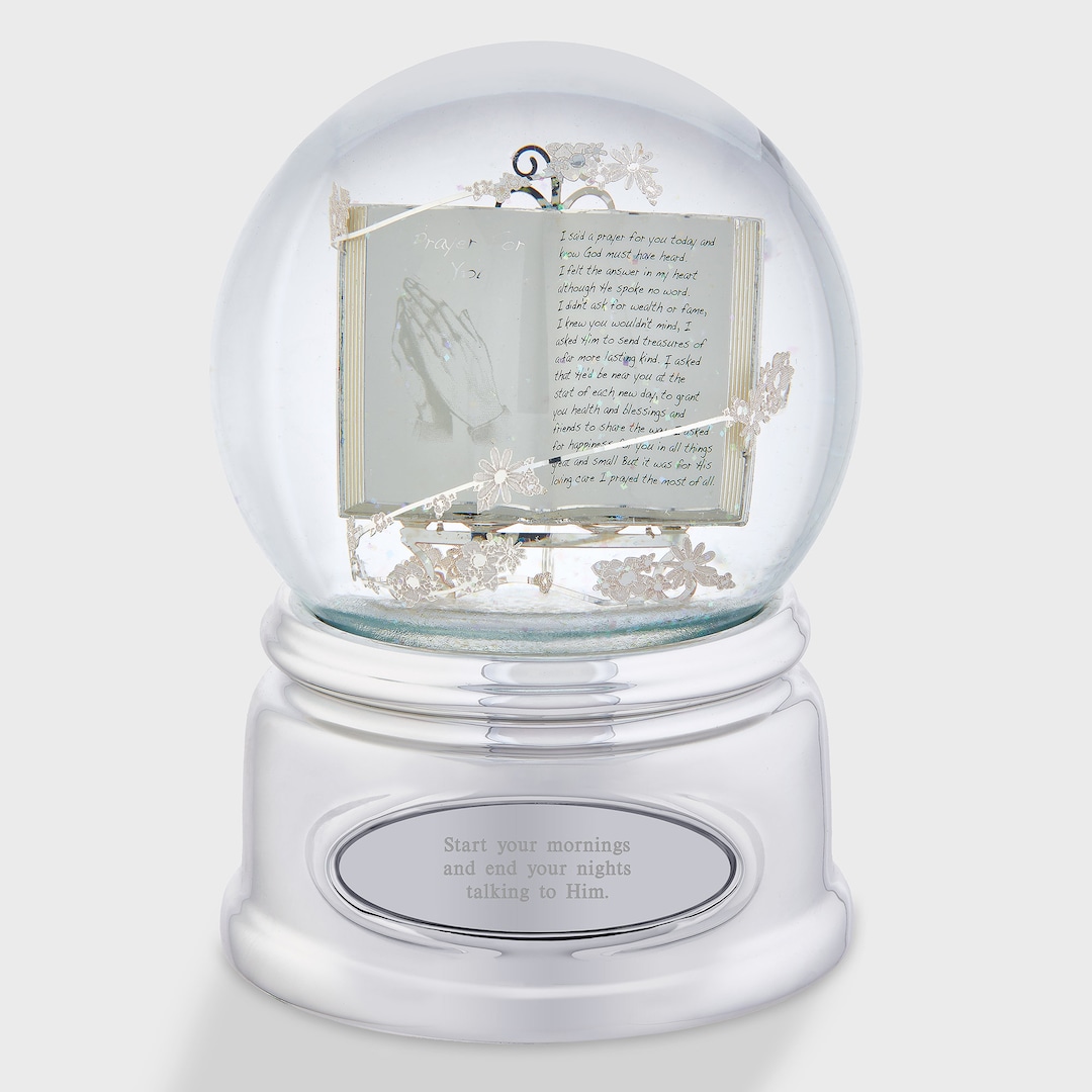 Engraved Praying Hands Snow Globe, Personalized Snow Globe, Christmas ...