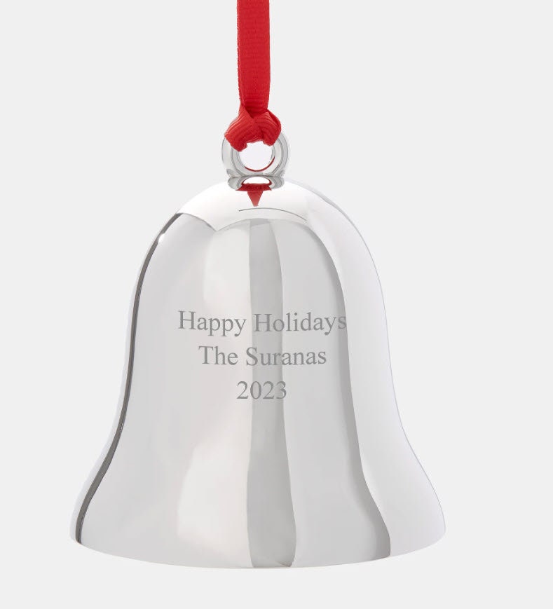 Engraved Silver Scroll Bell Ornament, Fancy Ornament, Christmas ...