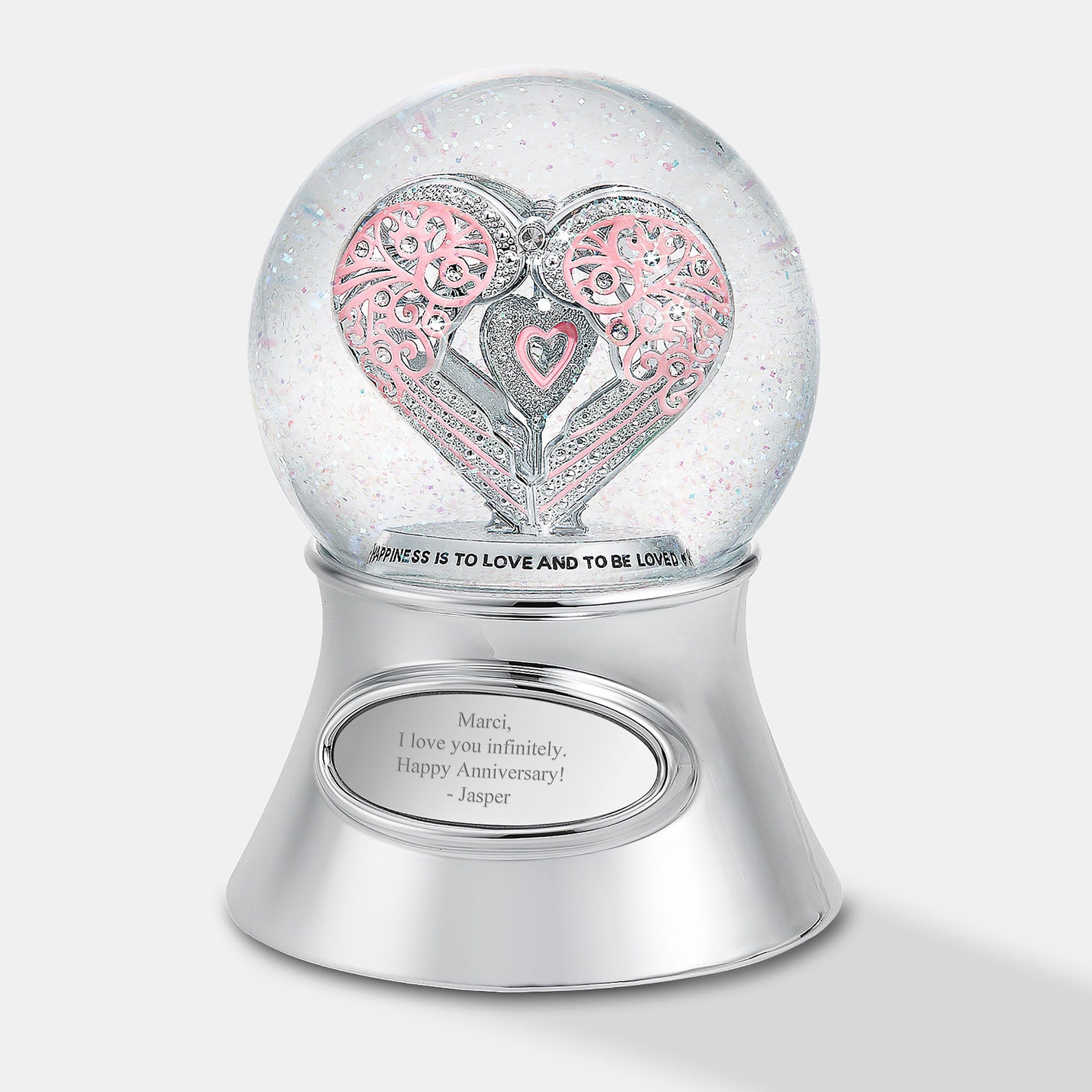 Engraved Say It With Love Heart Snow Globe, Personalized Snow Globe ...