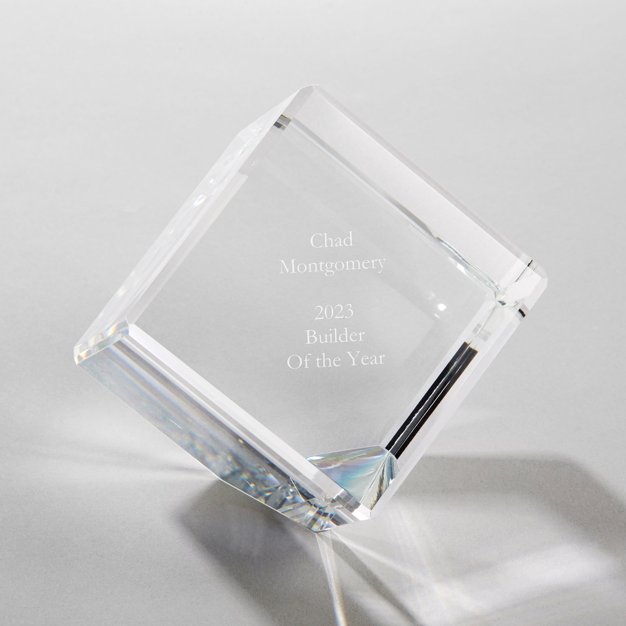 Engraved Recognition Crystal Cube Paperweight, Personalized Keepsake, Occupation Award, Desk ...
