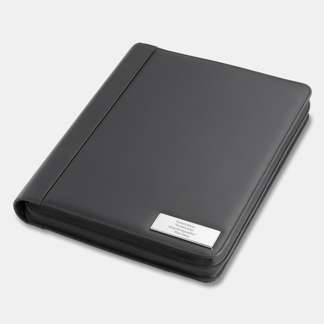 Engraved Vegan Leather Zipper Padfolio, Personalized Keepsake, Gift for ...