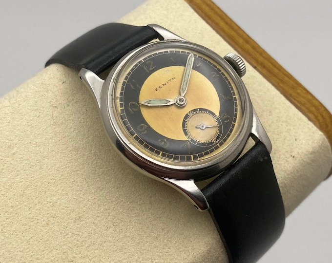 Vintage 1940’s Zenith Military Style Two Tone Manual Wind Watch Sub ...