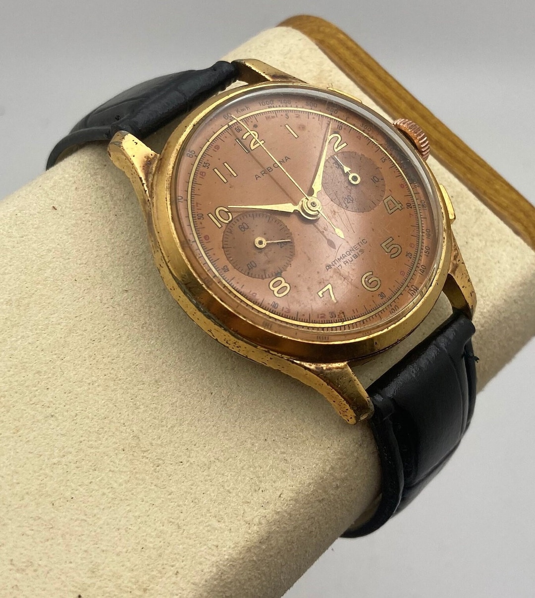 Vintage 1950’s Arbona Copper Dial Chronograph Landeron 48 - Etsy