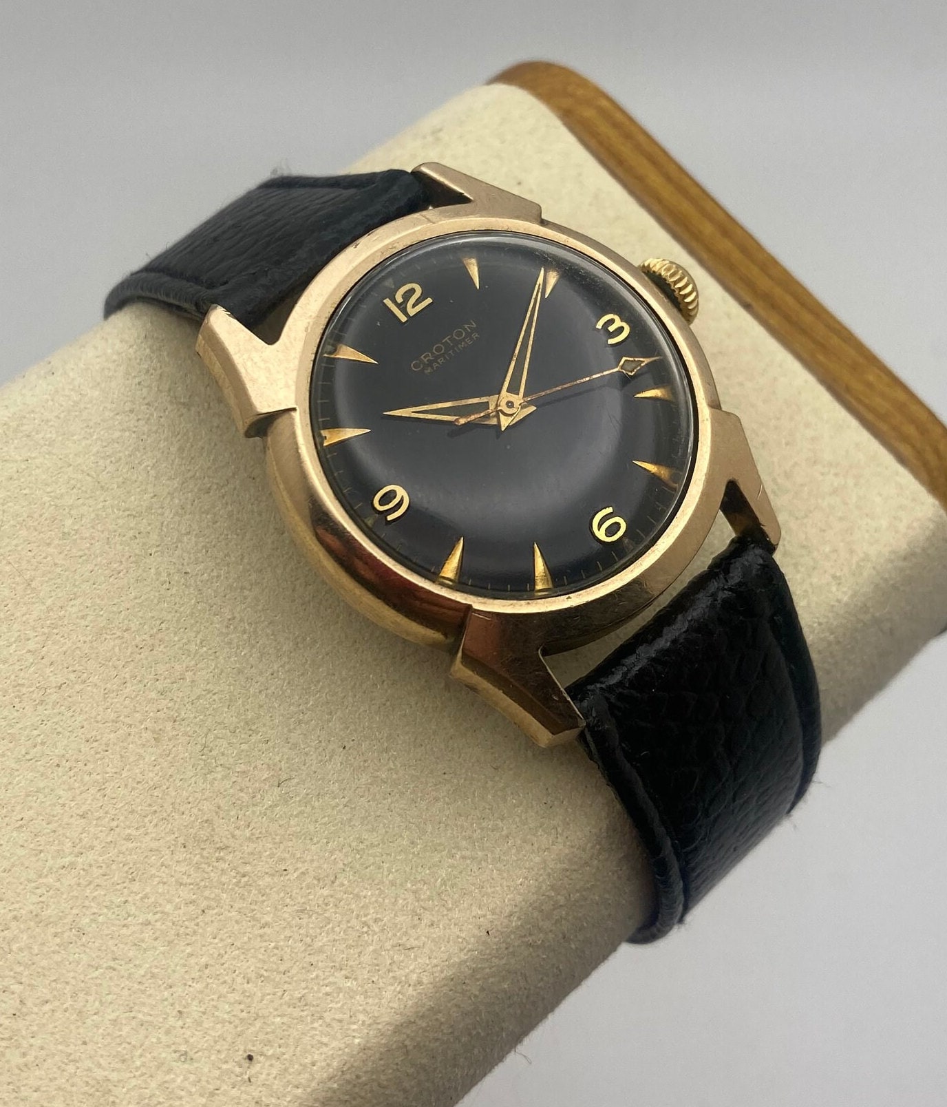 Vintage 1960s Croton maritimer Manual Wind Black Dial Watch - Etsy