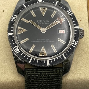 Vintage 1970’s Orvin 21-jewel Manual Wind Skin Diver With Date ...