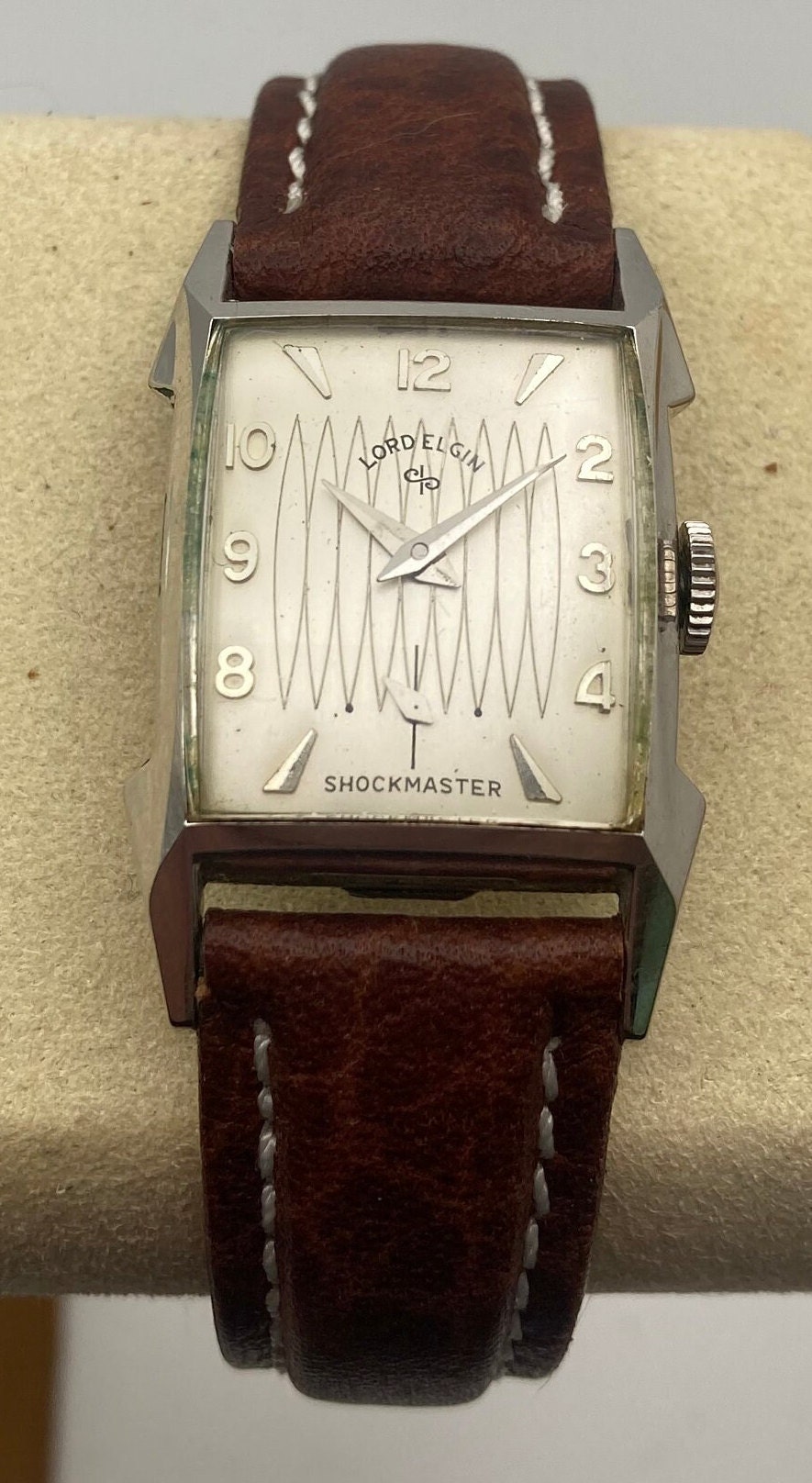 Vintage 1950’s Elgin “shockmaster” Tank Style Watch With Unique Atomic ...
