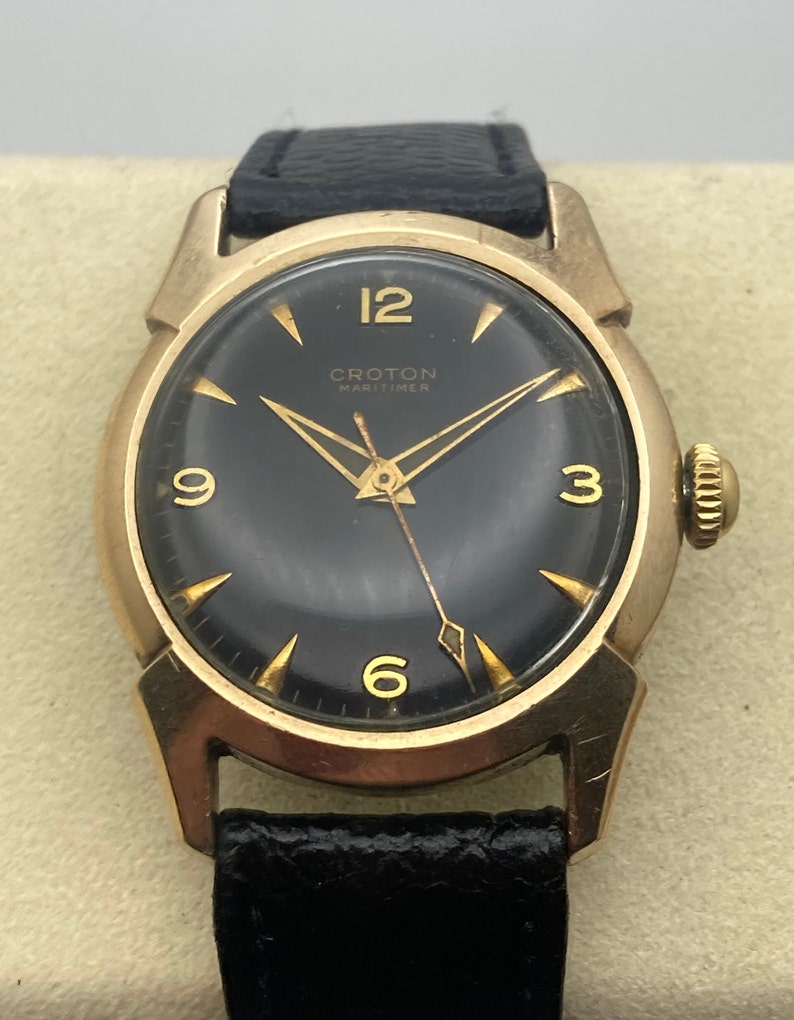 Vintage 1960’s Croton “maritimer” Manual Wind Black Dial Watch - Etsy