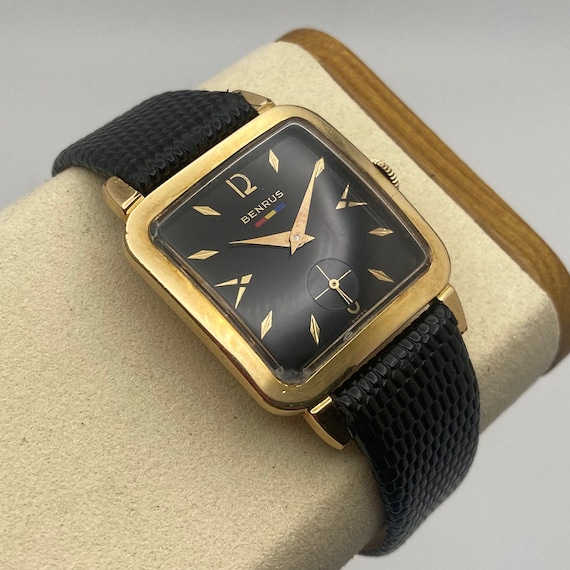 Men's Dress Watch. Square Face With Black Accents. Bl… - Gem