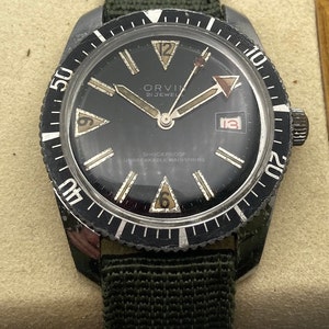 Vintage 1970’s Orvin 21-jewel Manual Wind Skin Diver With Date ...