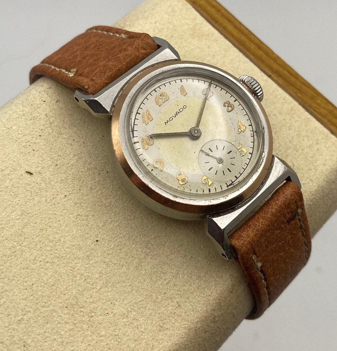 Vintage 1940’s Movado "acvatic" Stainless Steel Cased Two Toned Watch ...