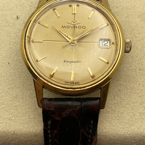 Vintage 1960s Movado kingmatic 28 Jewel Automatic Watch With Etched ...