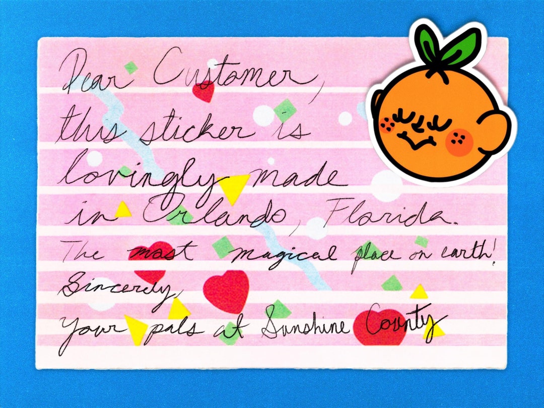 Florida Orange Fruit Sticker, Kawaii Fruit Sticker, Cute Food Vinyl ...