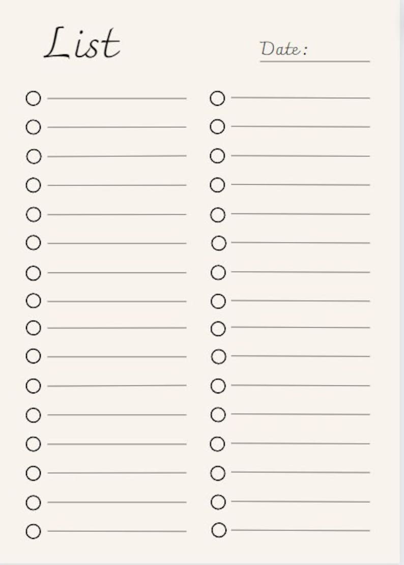 To Do List Minimalist Checklist List Templates Digital Printable List ...