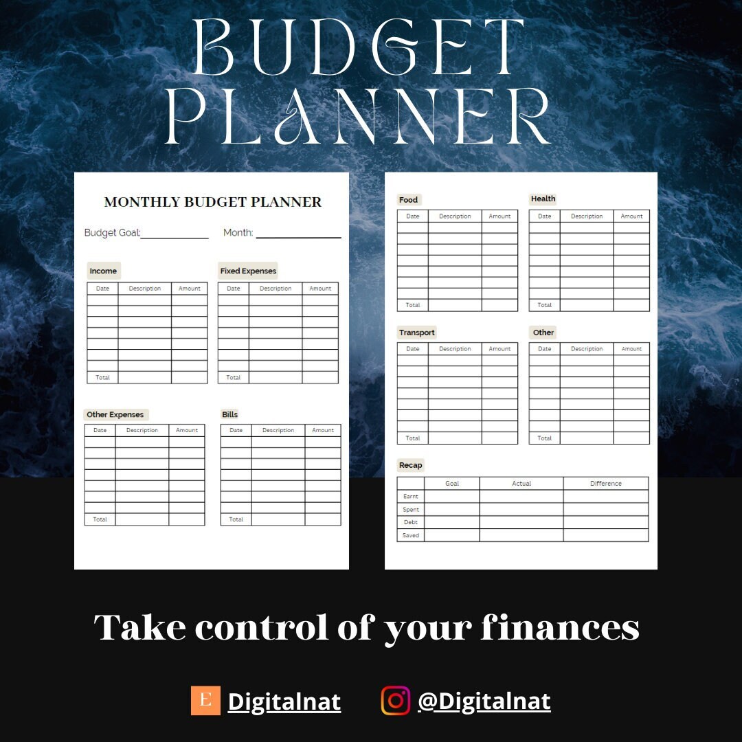 Monthly Budget Planner - Etsy