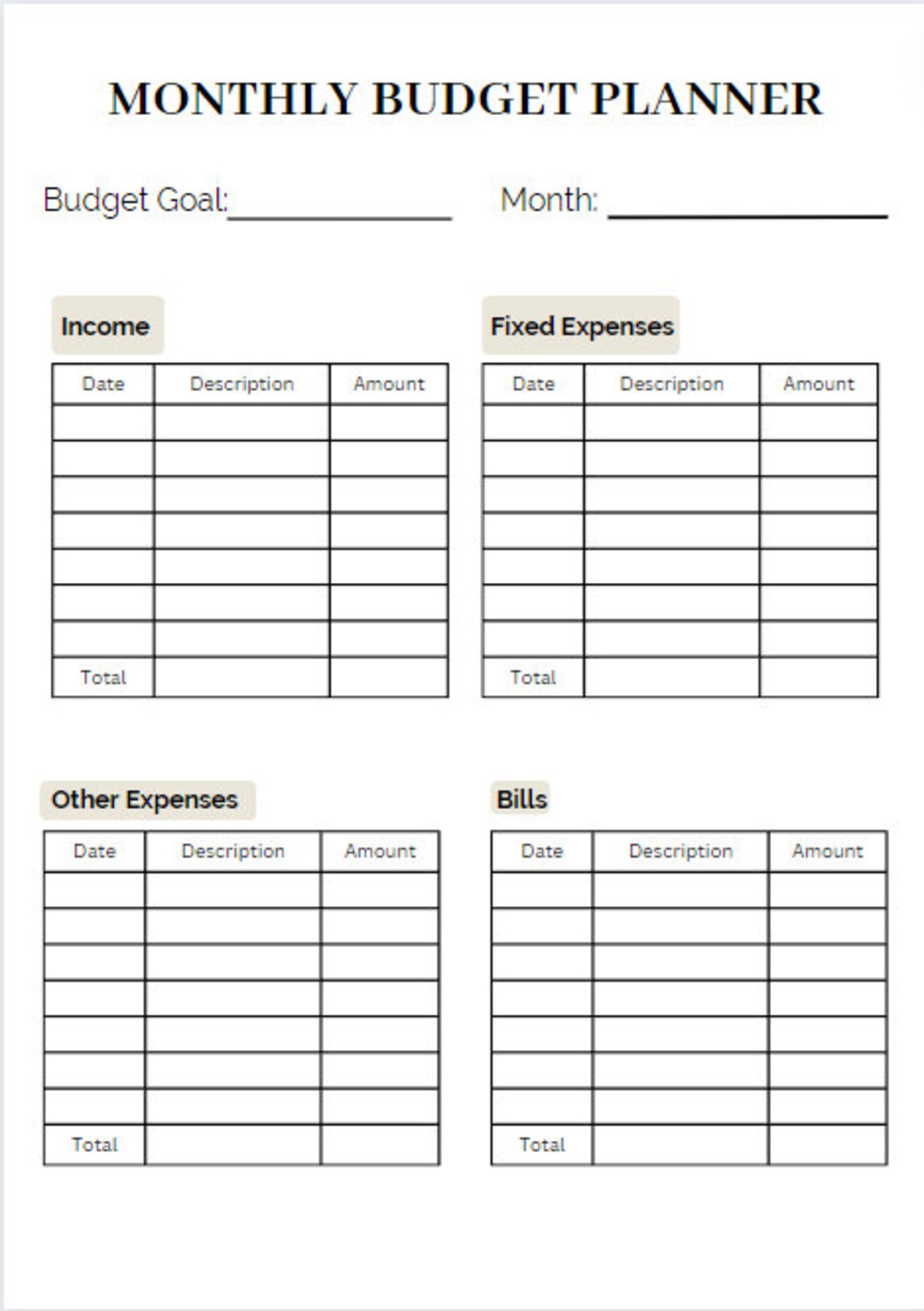 Monthly Budget Planner - Etsy