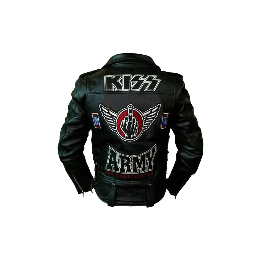 Kiss Army Motorcycle Black Leather Biker Jacket Motorcycle - Etsy