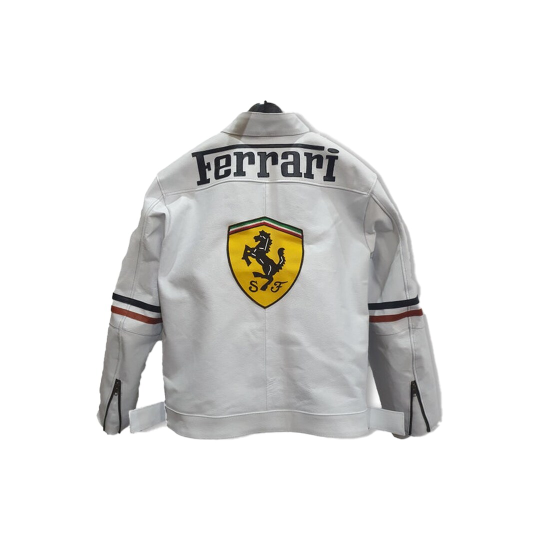 White Ferrari Formula F1 Leather Motorcycle Jacket Men's - Etsy