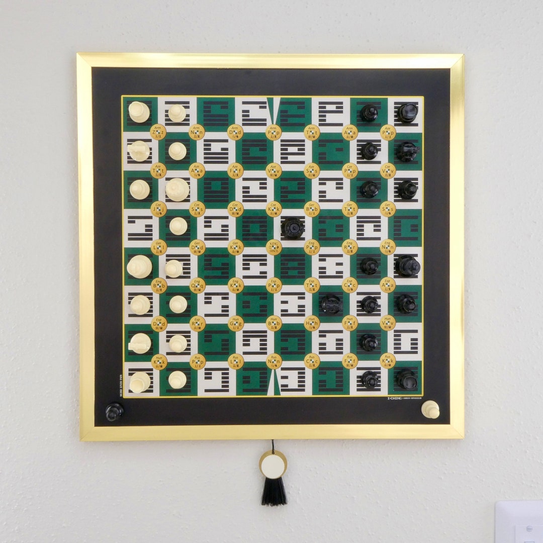 Magnetic Wall Chess Set 17-inch Frame Green and Ivory Color I-ching ...
