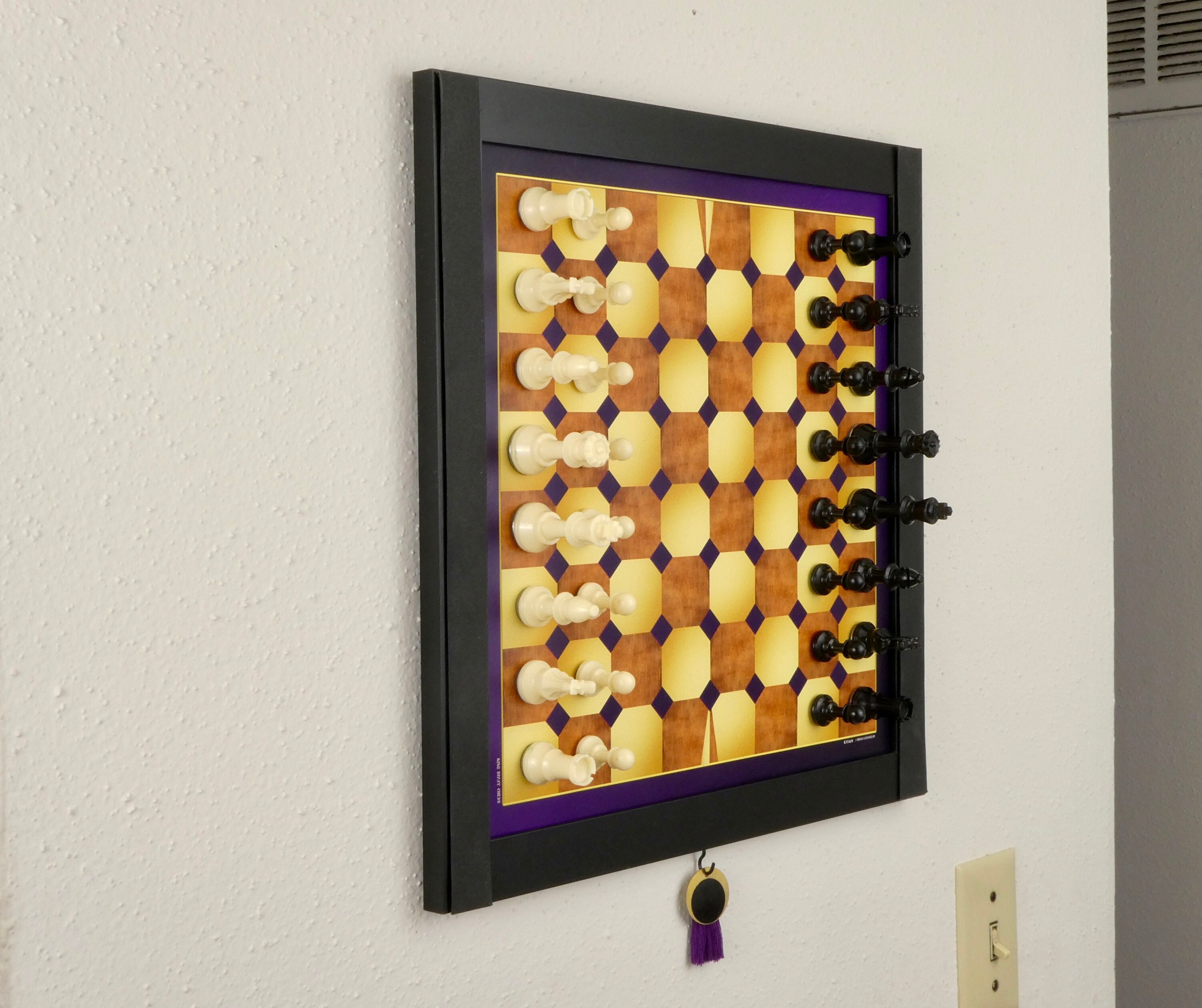 Magnetic Wall Chess Set 16-inch Frame Leather and Gold Themed ...