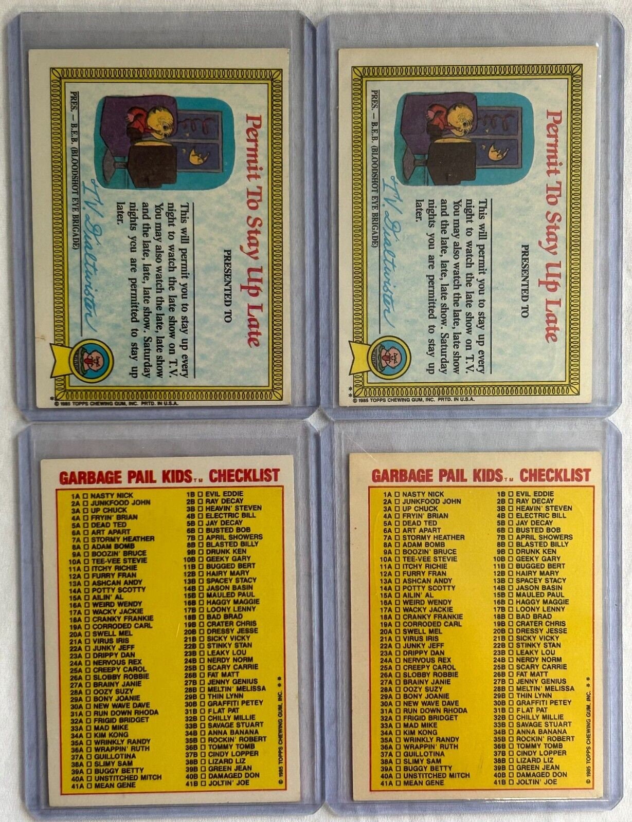 1985 Topps Garbage Pail Kids 1ST SERIES 1 Nasty Nick GPK Adam Bomb OS1 ...