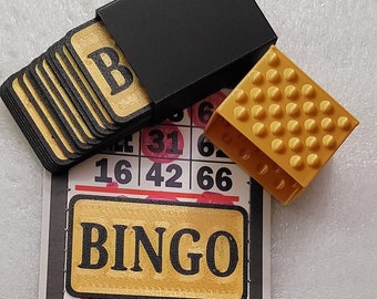 Small, Thin Bingo Strip Markers / Covers. Blue With Black Letters. Set ...