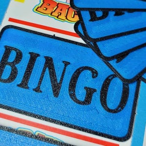 Small, Thin Bingo Strip Markers / Covers. Blue With Black Letters. Set ...