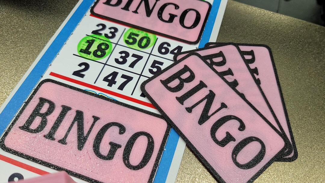 Small, Thin Bingo Strip Markers / Covers. Pink With Black Letters. Set ...