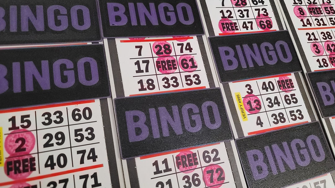 Bingo Strip Markers / Covers. Black With Purple Inlay Text. Thin ...