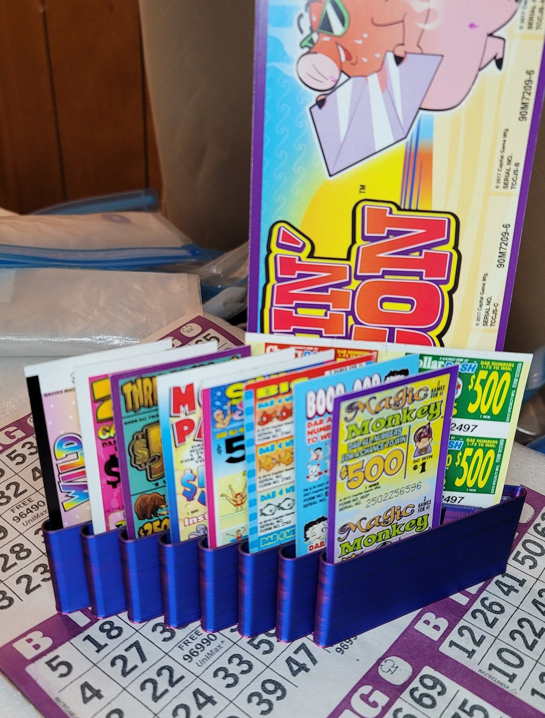 Mini Pull-tab Bingo Organizer. Blue, Green, Magenta. Compact Flash ...