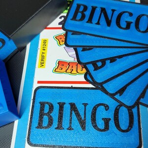 Small, Thin Bingo Strip Markers / Covers. Blue With Black Letters. Set ...