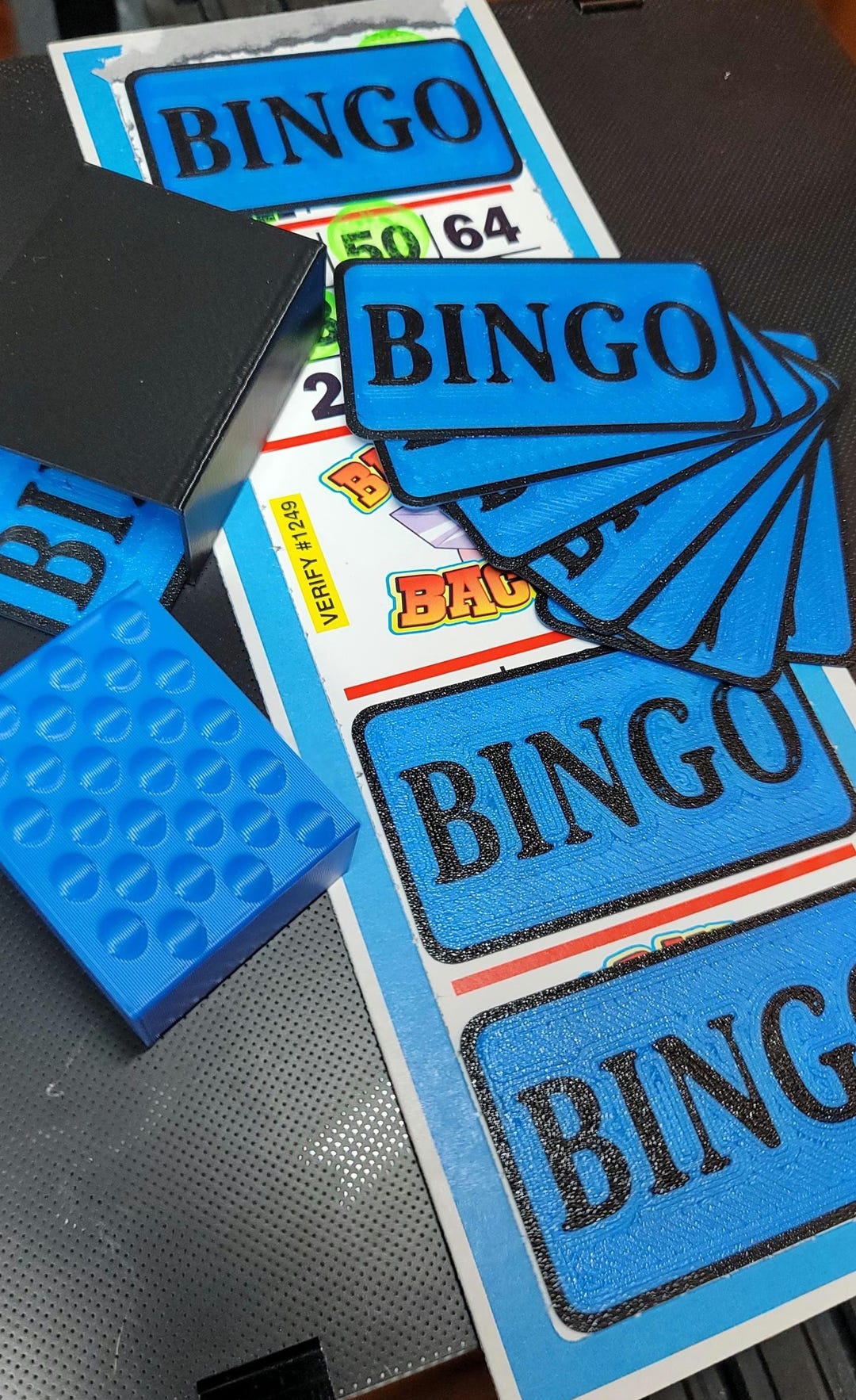 Small, Thin Bingo Strip Markers / Covers. Blue With Black Letters. Set ...