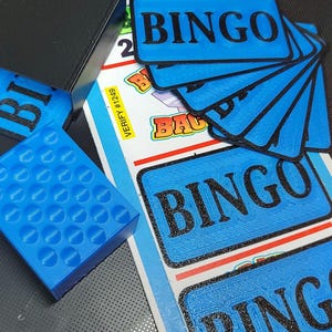 Small, Thin Bingo Strip Markers / Covers. Blue With Black Letters. Set ...