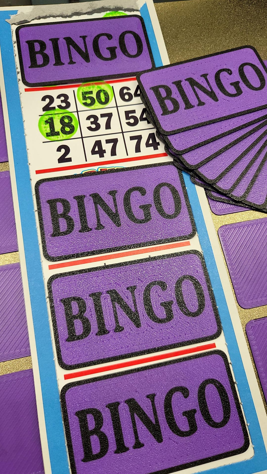 Small, Thin Bingo Strip Markers / Covers. Purple With Black Letters ...