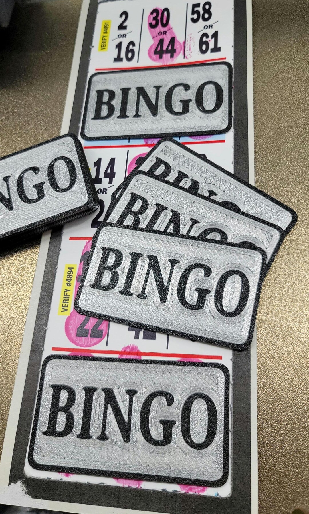 Small, Thin Bingo Strip Markers / Covers. Silver With Black Letters ...
