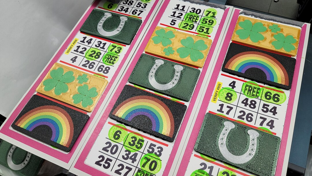 Small, Thick Bingo Strip Markers / Covers. Lucky Rainbow, Clover ...
