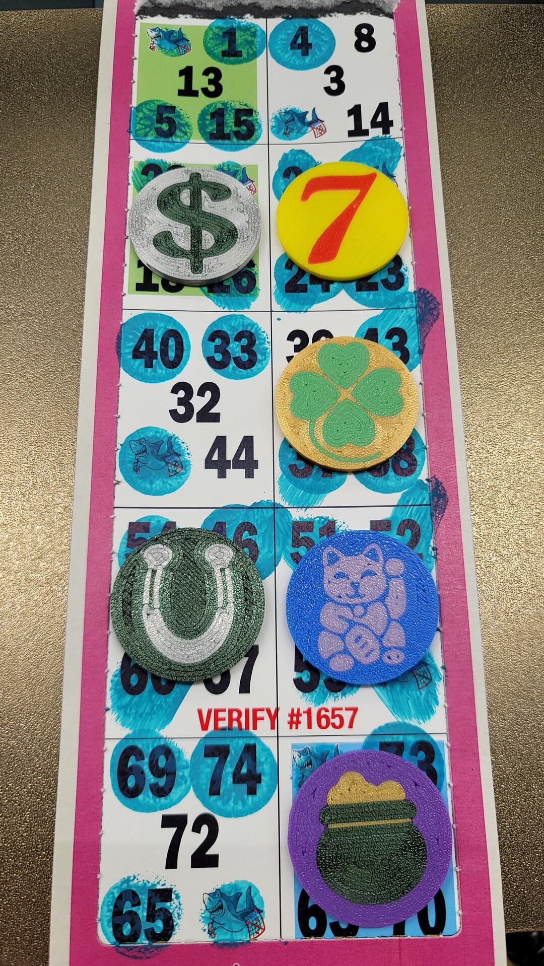 Lucky Coin Bingo Strip Markers. Dollar Sign, Lucky 7, Clover, Horseshoe ...