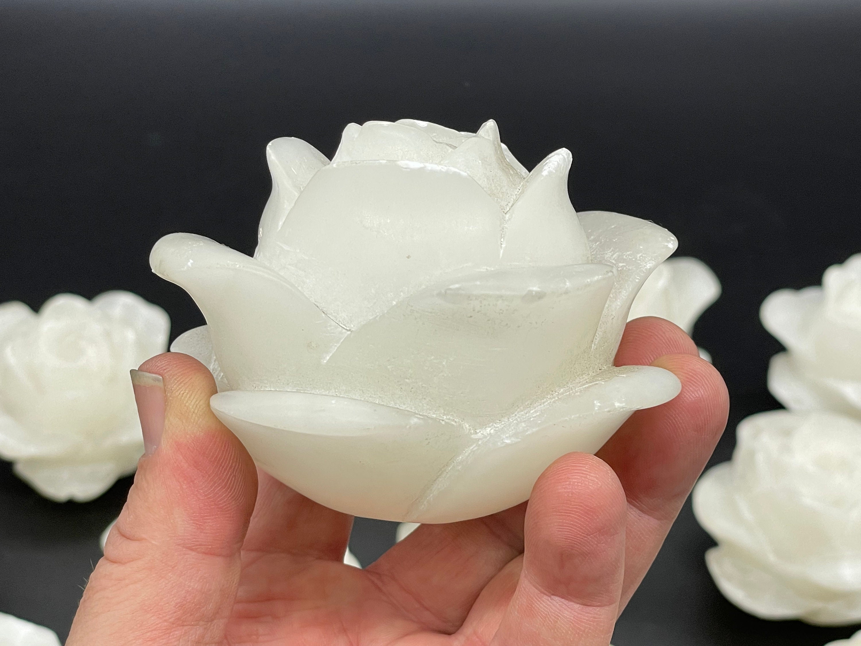 Hand-carved Alabaster Rose With Through Hole - Etsy