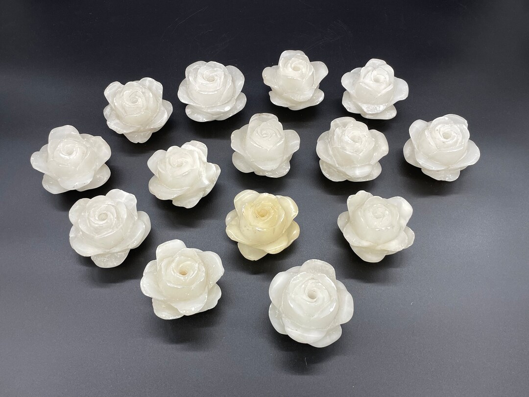 Hand-carved Alabaster Rose With Through Hole - Etsy