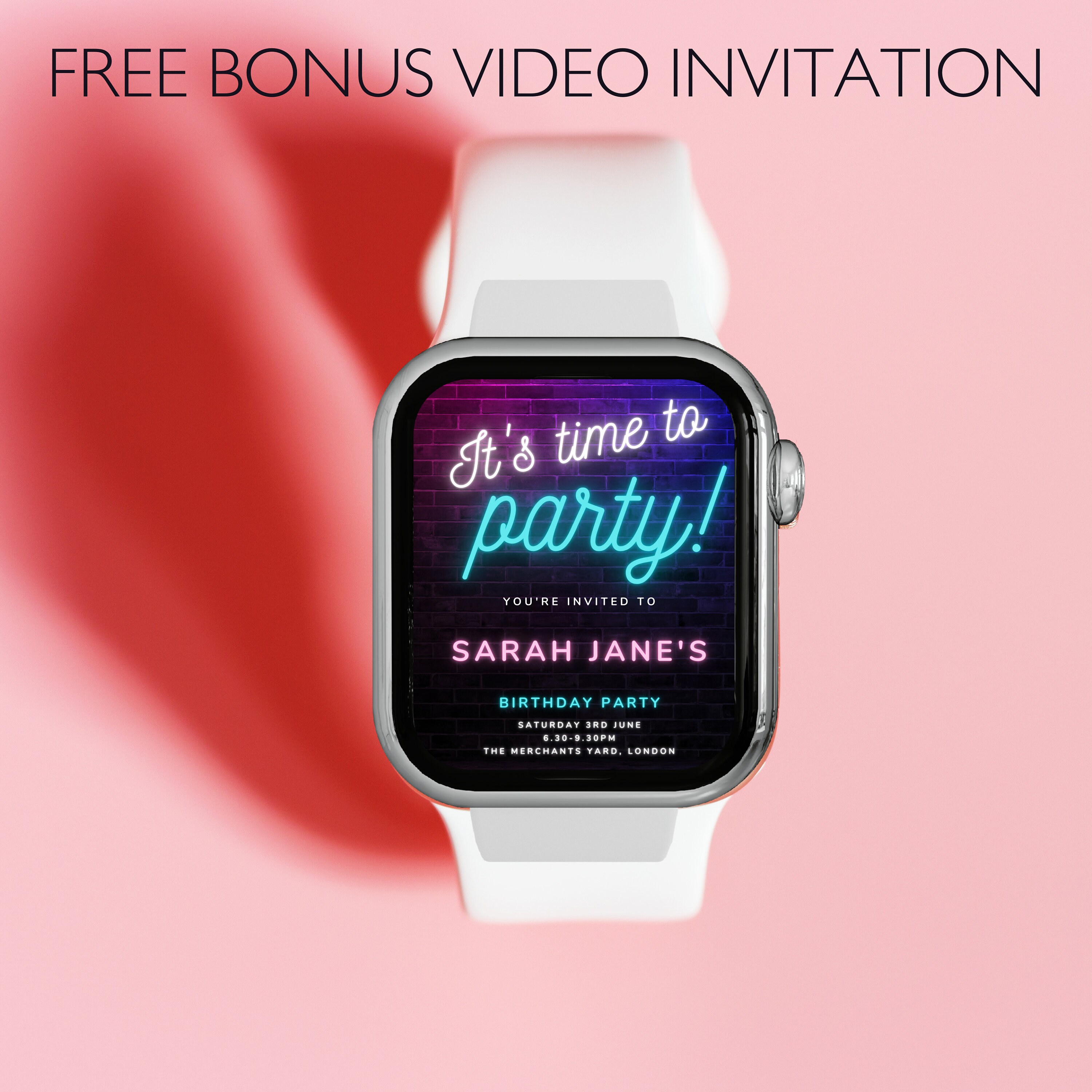 Glow Party Birthday Invitation, Glow Invitation, Glow Party Template, Glow Video Birthday ...