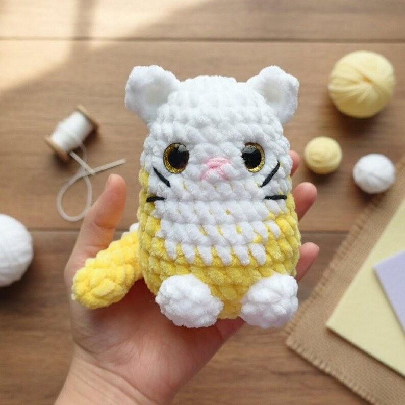 Crochet Cat Pattern Bundle, 5-in-1 Amigurumi Kitties, Easy Chunky Yarn ...
