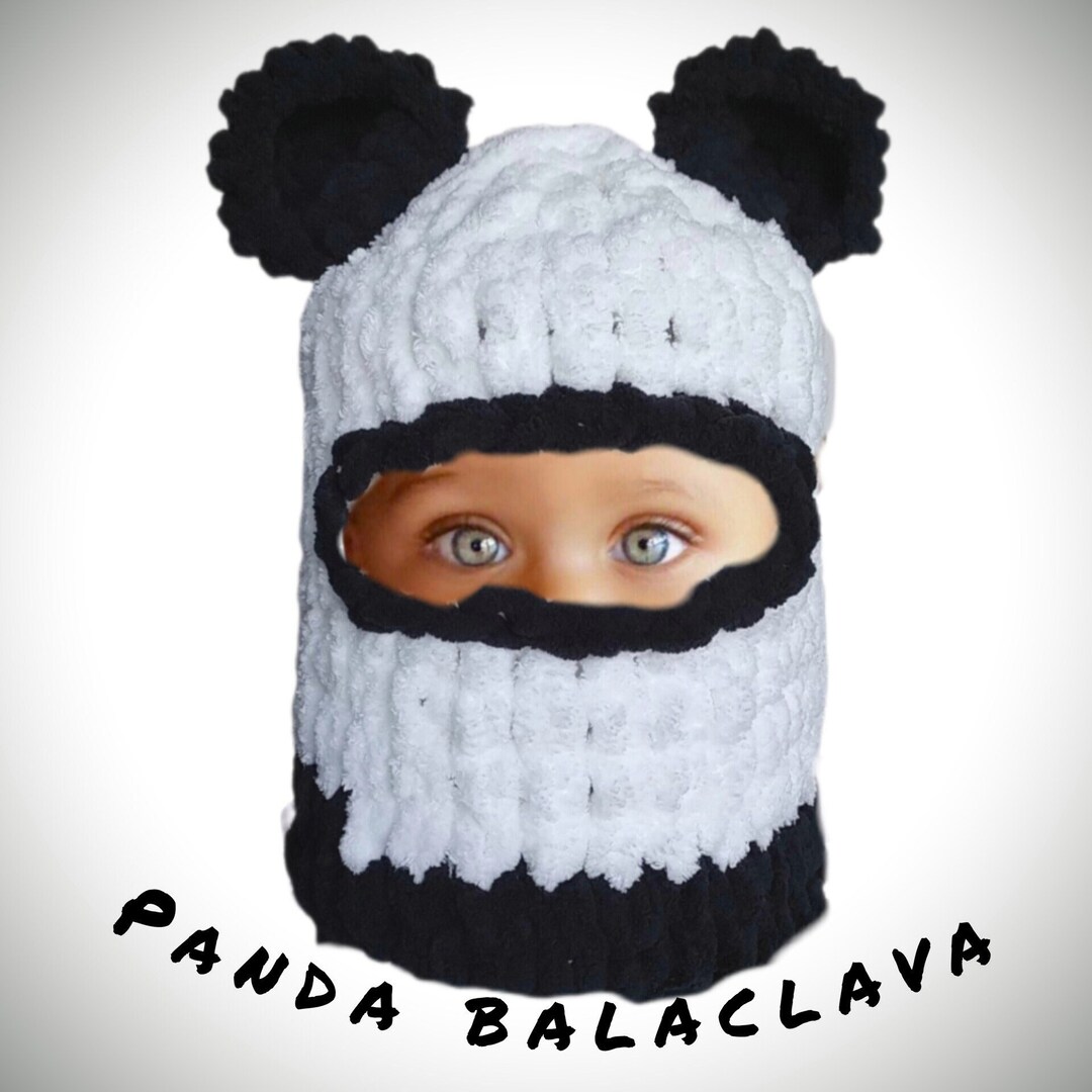 Knitted Panda Balaclava. Winter Children's Hat. Children's Balaclava ...